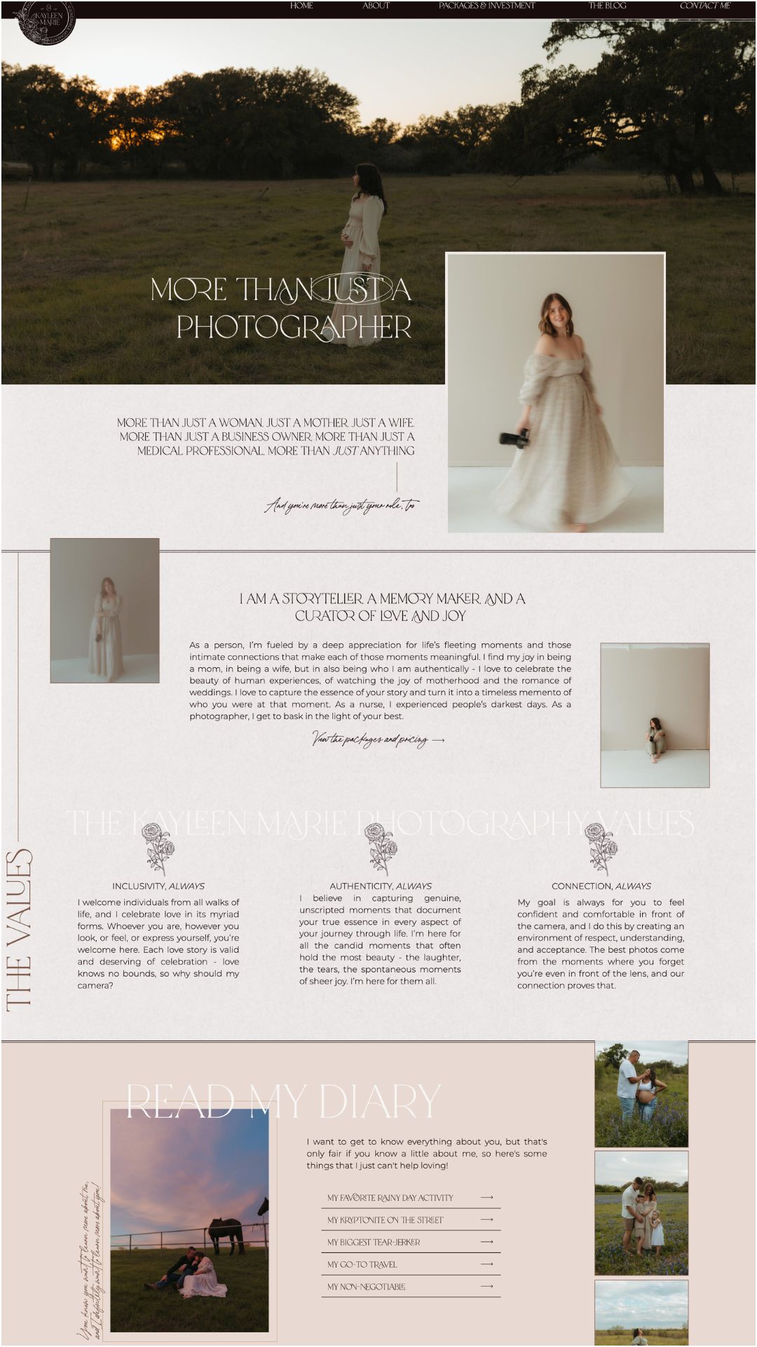 Custom Branding and Website Design for Kayleen Marie Photography